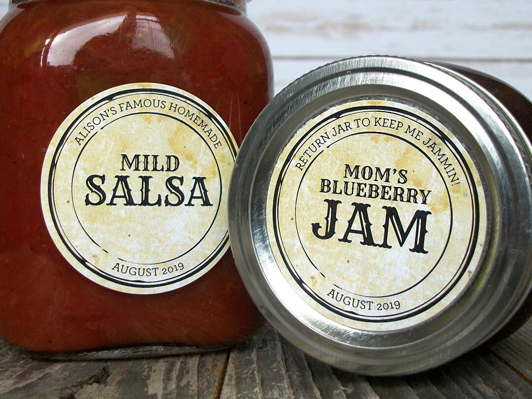 CUSTOM Vintage Apothecary Canning Jar Labels, Round Retro Mason Jar ...