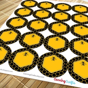 Beehive Canning Jar Label, Elegant Honey Bottle Label, Honeycomb Honey ...