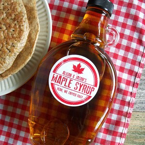 Custom Rubber Stamp Maple Syrup Labels, Red or Black Custom Maple Leaf ...