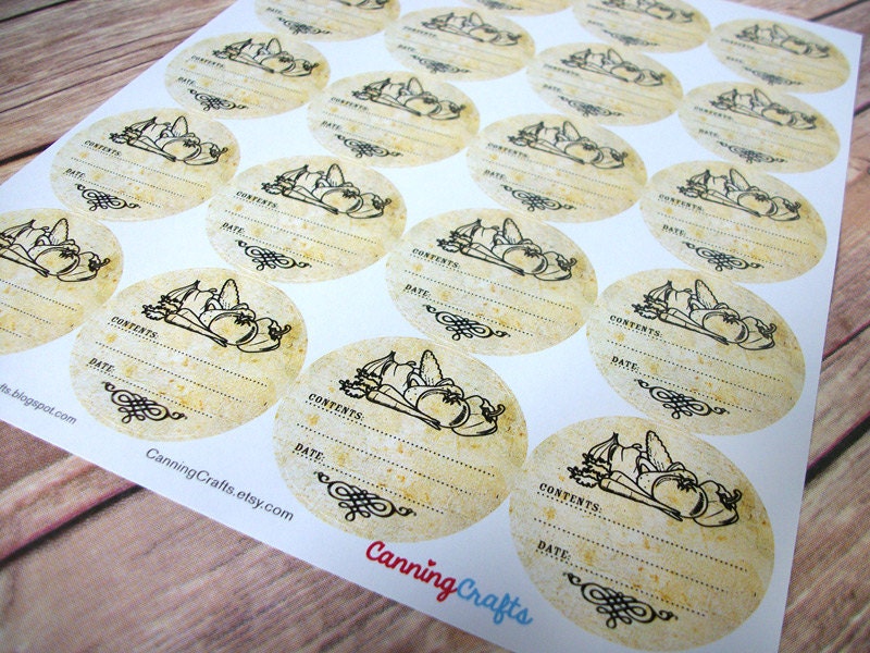 Vintage Vegetable Canning Jar Labels Round Retro Mason Jar | Etsy