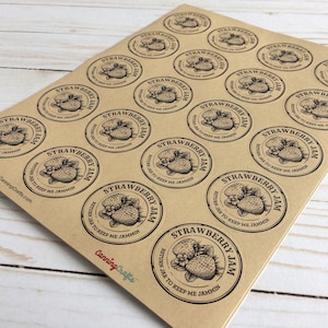 Mercantile Strawberry Jam & Jelly Jar Labels, Round Printed ...