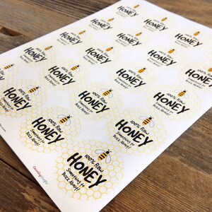 Custom Cute Honey Bee Labels, Custom Honey Bottle Labels & Canning Jar ...