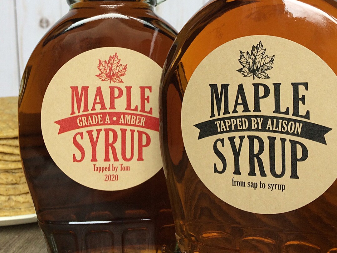 Custom Traditional Maple Syrup Bottle Labels, Customized Round Kraft ...