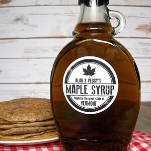 Custom Rubber Stamp Maple Syrup Labels, Red or Black Custom Maple Leaf ...