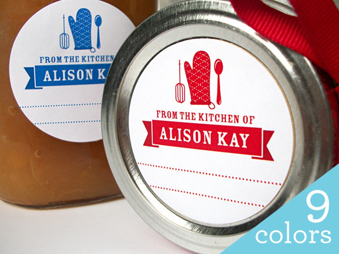 Colorful CUSTOM Kitchen Labels, Round Gift Stickers for Canning Jars or ...