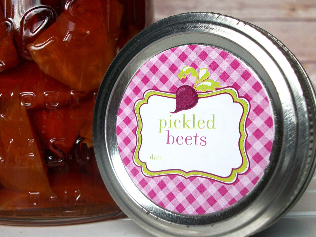 Pickled Beets Canning Jar Labels Gingham Mason Jar Stickers - Etsy