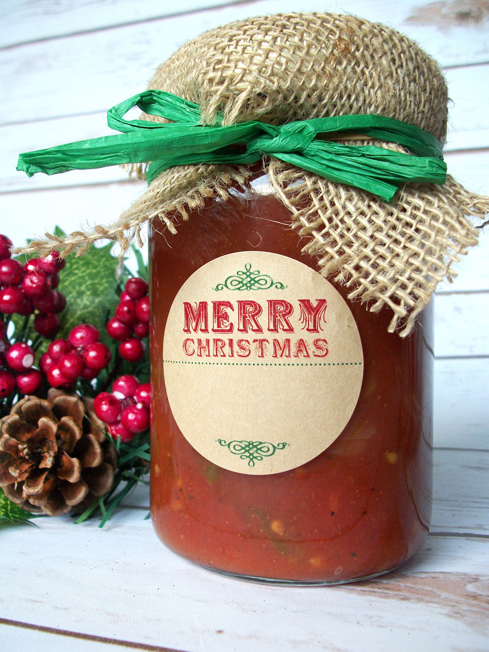 Kraft Blank Christmas Canning Jar Labels, Round Printed Retro Holiday ...