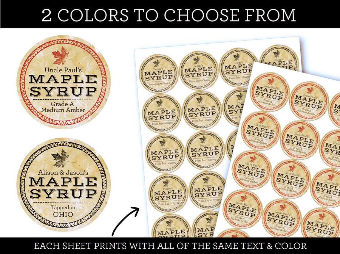 Custom Vintage Seal Maple Syrup Labels Red & Black Apothecary | Etsy