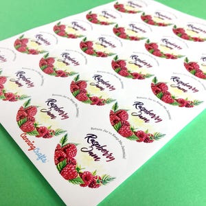 Custom Watercolor Raspberry Canning Labels, Printed Round Mason Jar ...