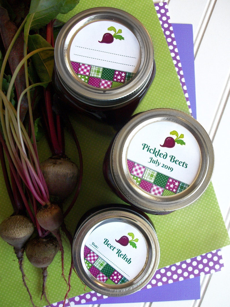 Country Quilt Pickled Beets & Relish Canning Labels Round - Etsy