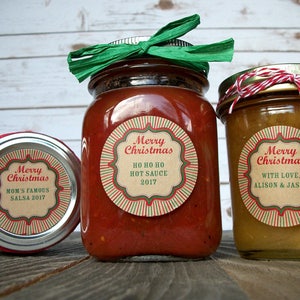 Custom KRAFT Christmas Burst Canning Jar Labels, Round Retro Merry ...