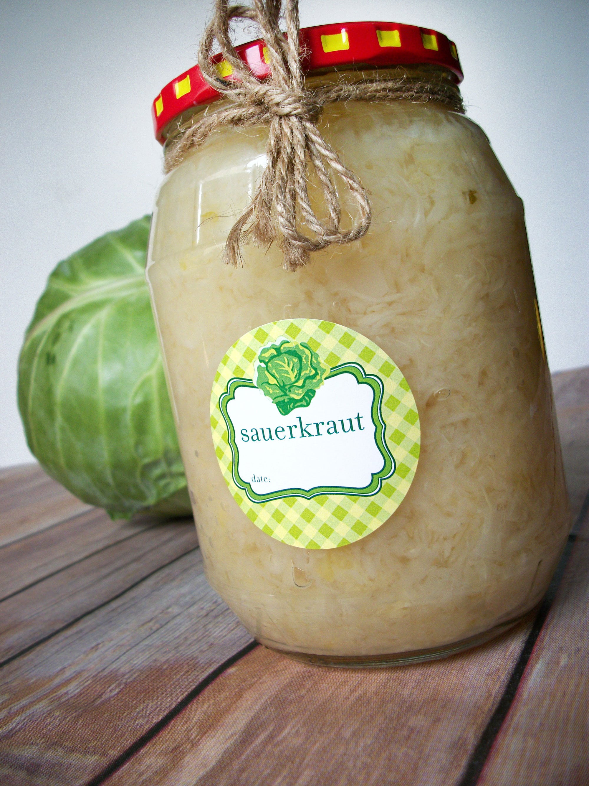 Sauerkraut Canning Jar Labels, Round Green Plaid Stickers for Regular ...
