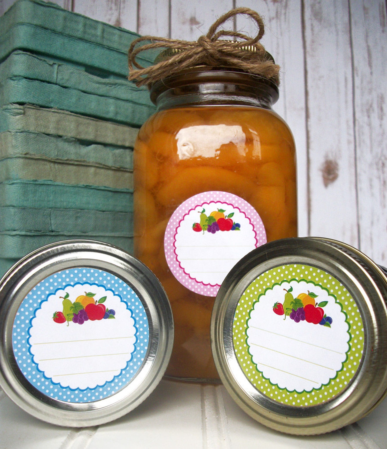 Polka Dot Fruit Canning Jar Labels Round Mason Jar Labels for | Etsy