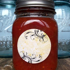Vintage Whimsical Canning Jar Labels, Round Antique Mason Jar Stickers ...