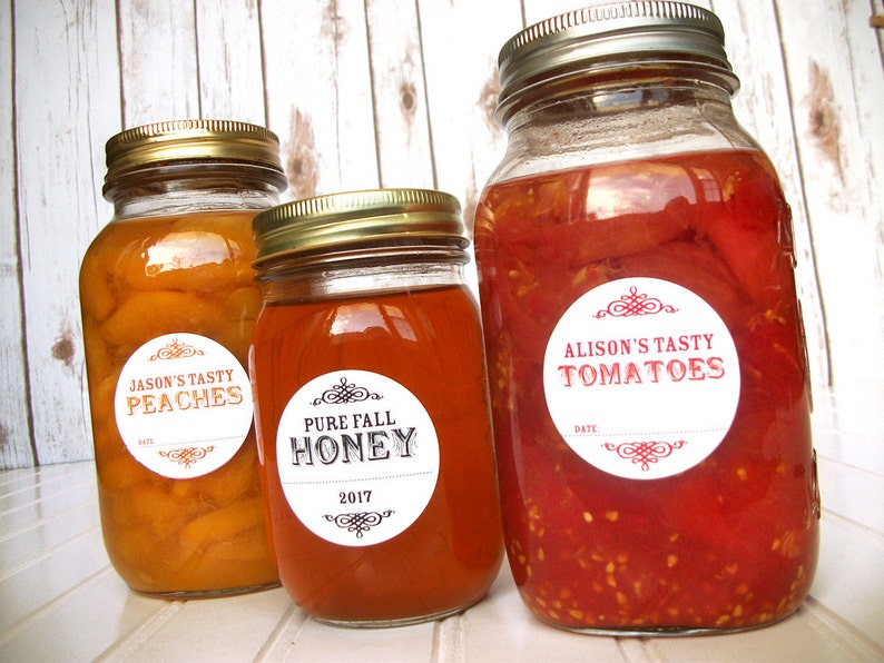 Colorful CUSTOM Canning Jar Labels Round Kitchen Mason Jar | Etsy