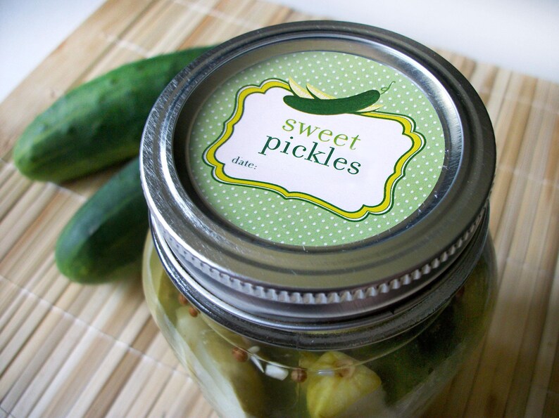 Cute Dill, Sweet, Bread & Butter Pickle, and Relish Canning Jar Labels ...