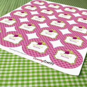 Pickled Beets Canning Jar Labels Gingham Mason Jar Stickers - Etsy