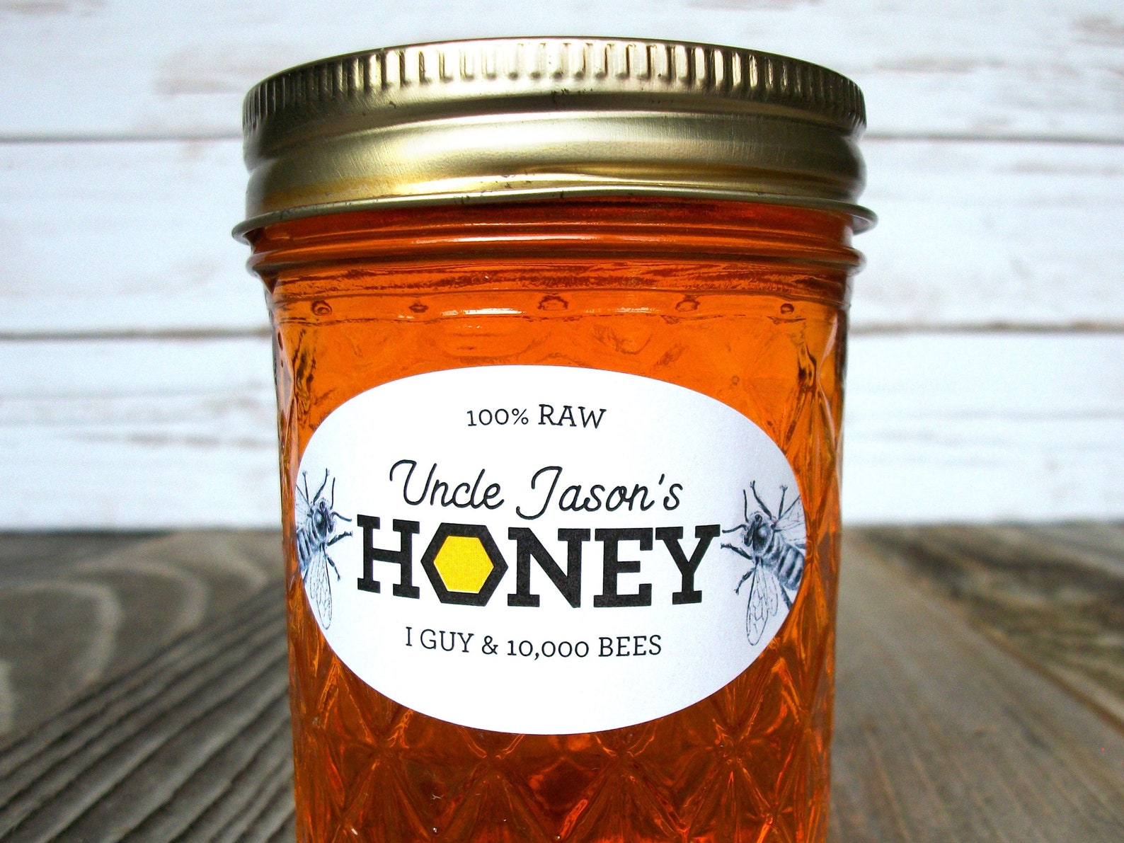Custom Honeycomb Oval Honey Labels for Quilted Mason Jars, Customized ...