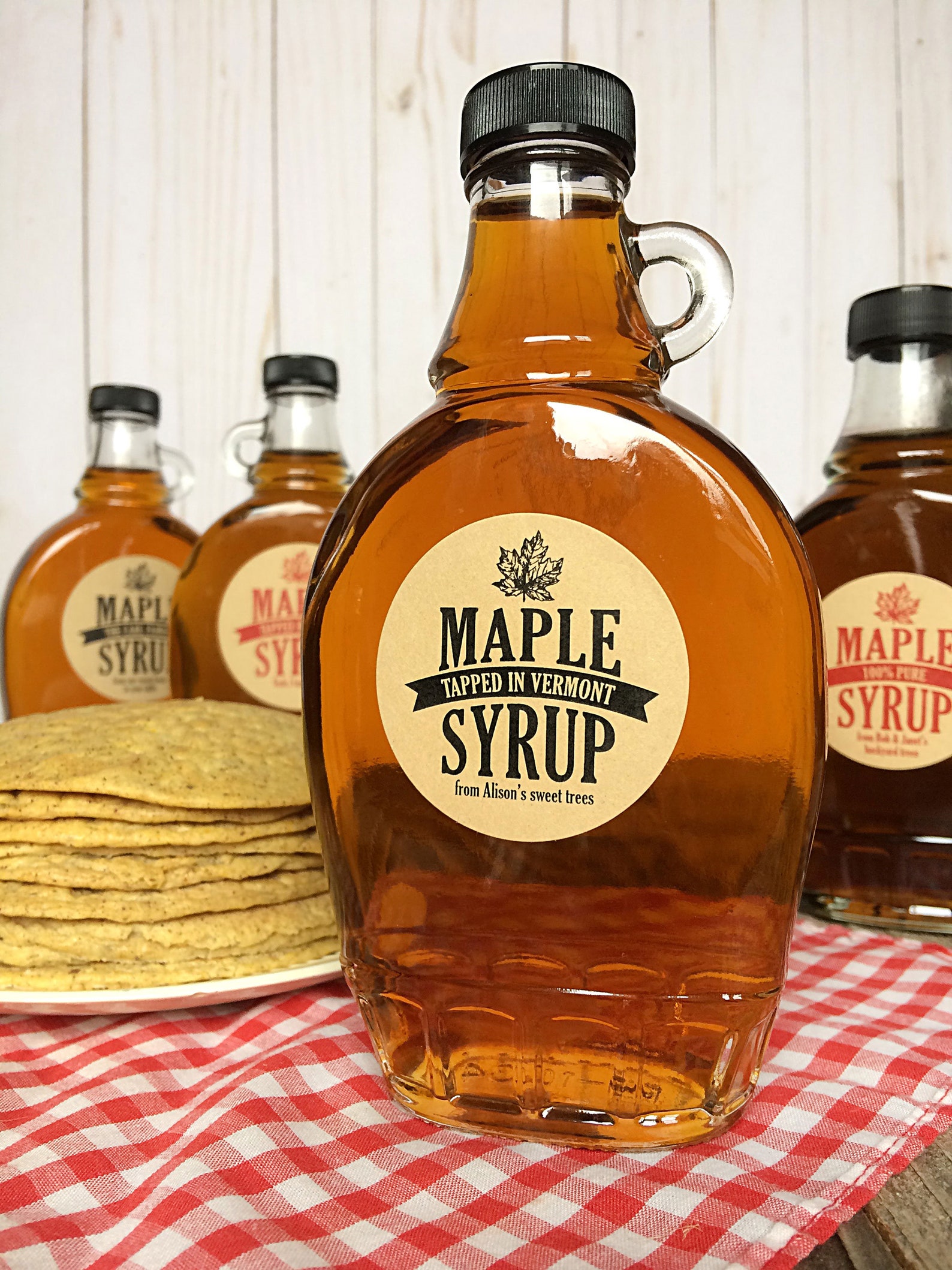 Custom Traditional Maple Syrup Bottle Labels, Customized Round Kraft ...