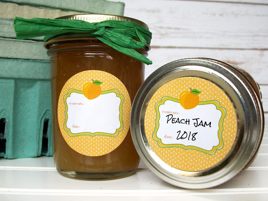 Cute Peach Apricot Canning Jar Labels Round Mason Jar Labels - Etsy
