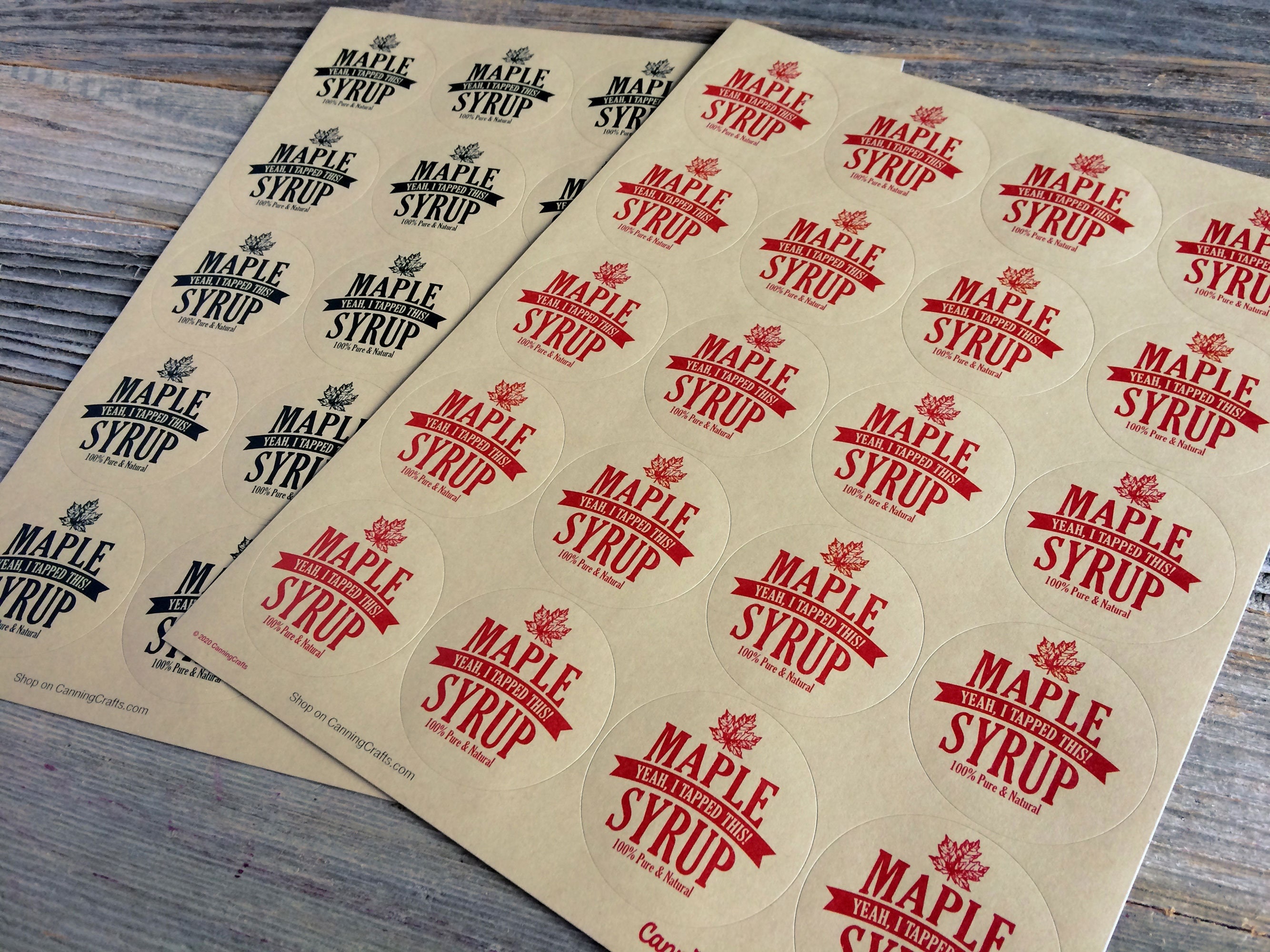 Traditional Maple Syrup Labels, Personalized Round Kraft Paper Bottle ...
