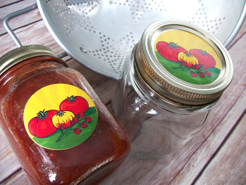 Tomato Sunburst Canning Jar Labels Round Mason Jar Labels for - Etsy
