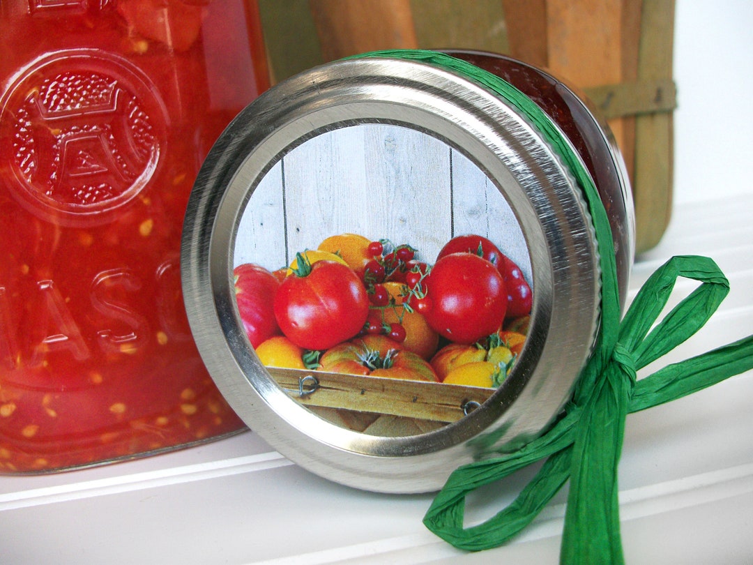 Market Fresh Tomato Canning Jar Labels, Round Printed Mason Jar ...