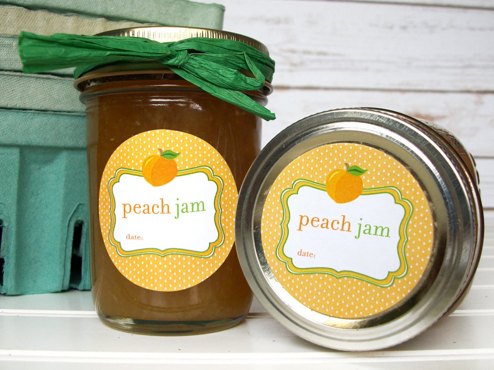 Cute Peach Jam Canning Jar Labels Round Stickers for Regular | Etsy