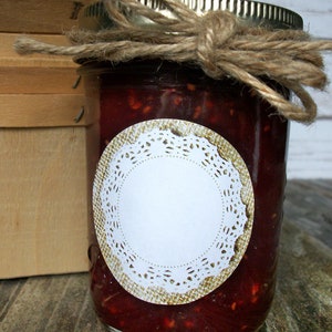 Burlap Doily Cottage Chic Canning Jar Labels, Round Mason Jar Stickers ...