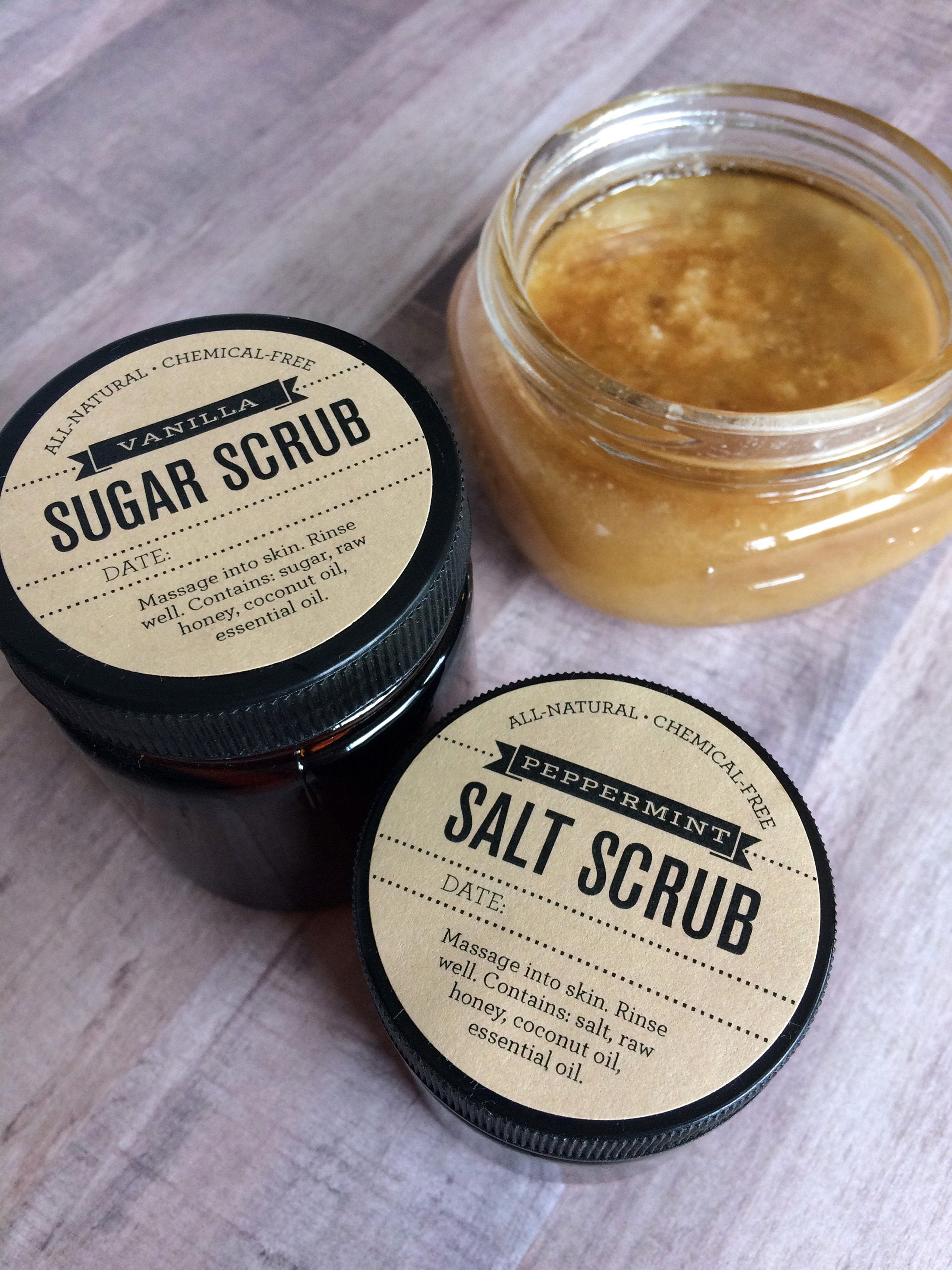 Custom Kraft Sugar & Salt Scrub Labels, Modern Printed Cosmetic ...