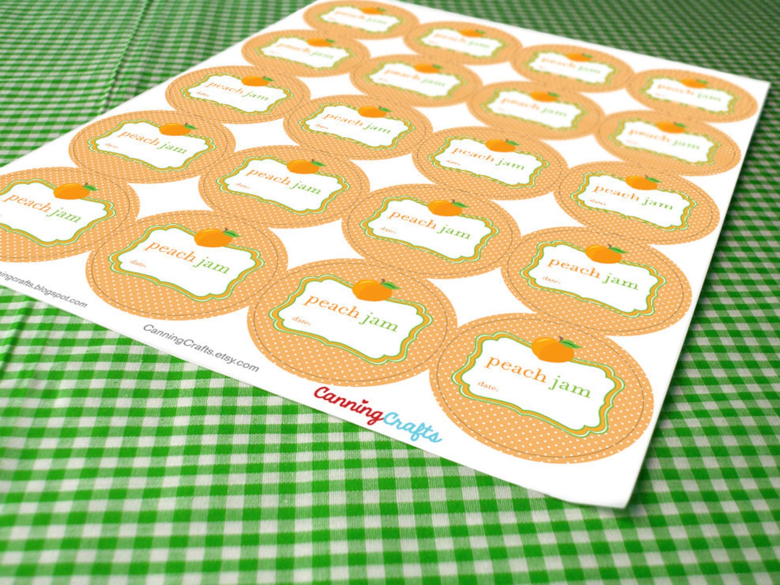 Cute Peach Jam Canning Jar Labels Round Stickers for Regular | Etsy