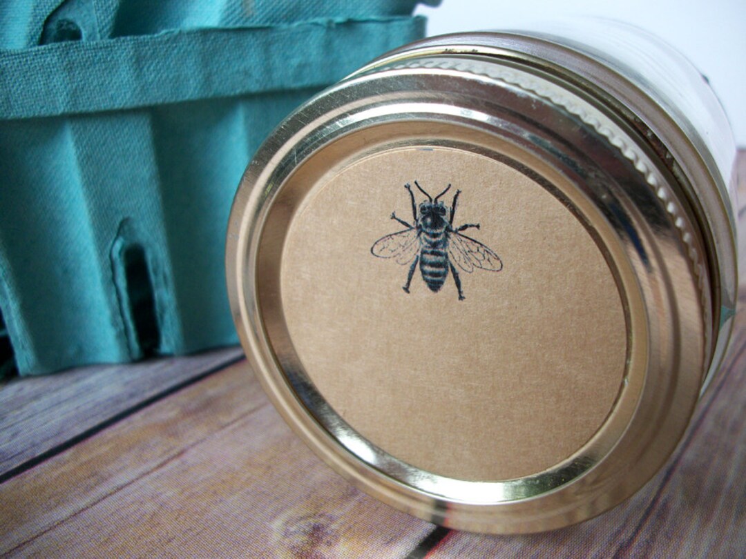 Honey Bee KRAFT Paper Canning Jar Labels, Round Vintage Mason Jar ...