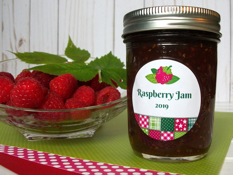 Country Quilt Red Raspberry Canning Jar Labels Cute Printed - Etsy