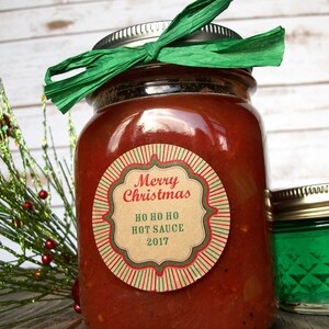Custom KRAFT Christmas Burst Canning Jar Labels, Round Retro Merry ...