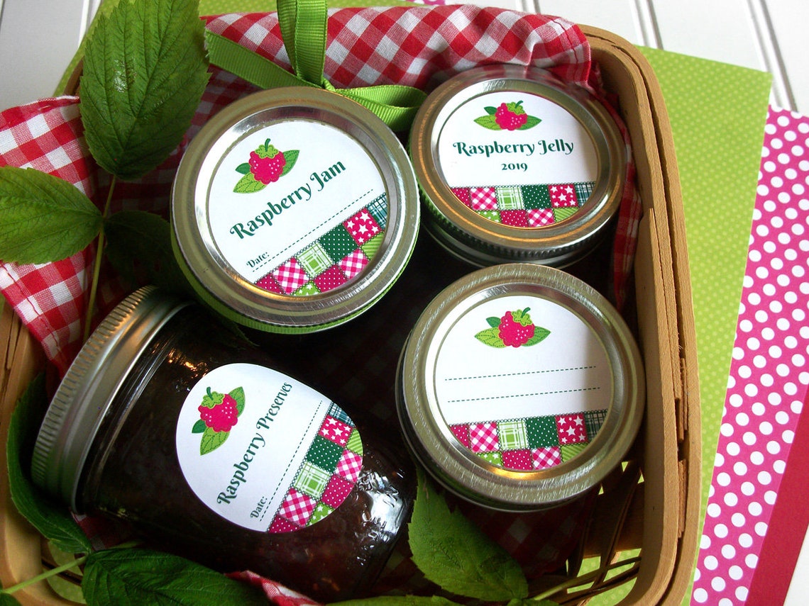 Country Quilt Red Raspberry Canning Jar Labels Cute Printed - Etsy