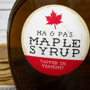 Custom Cross Cut Wood Maple Syrup Labels, Retro Woodgrain Maple Syrup ...