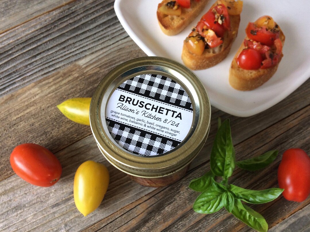 Picnic Gingham Canning Labels, 6 Color Options, Personalized Printed ...
