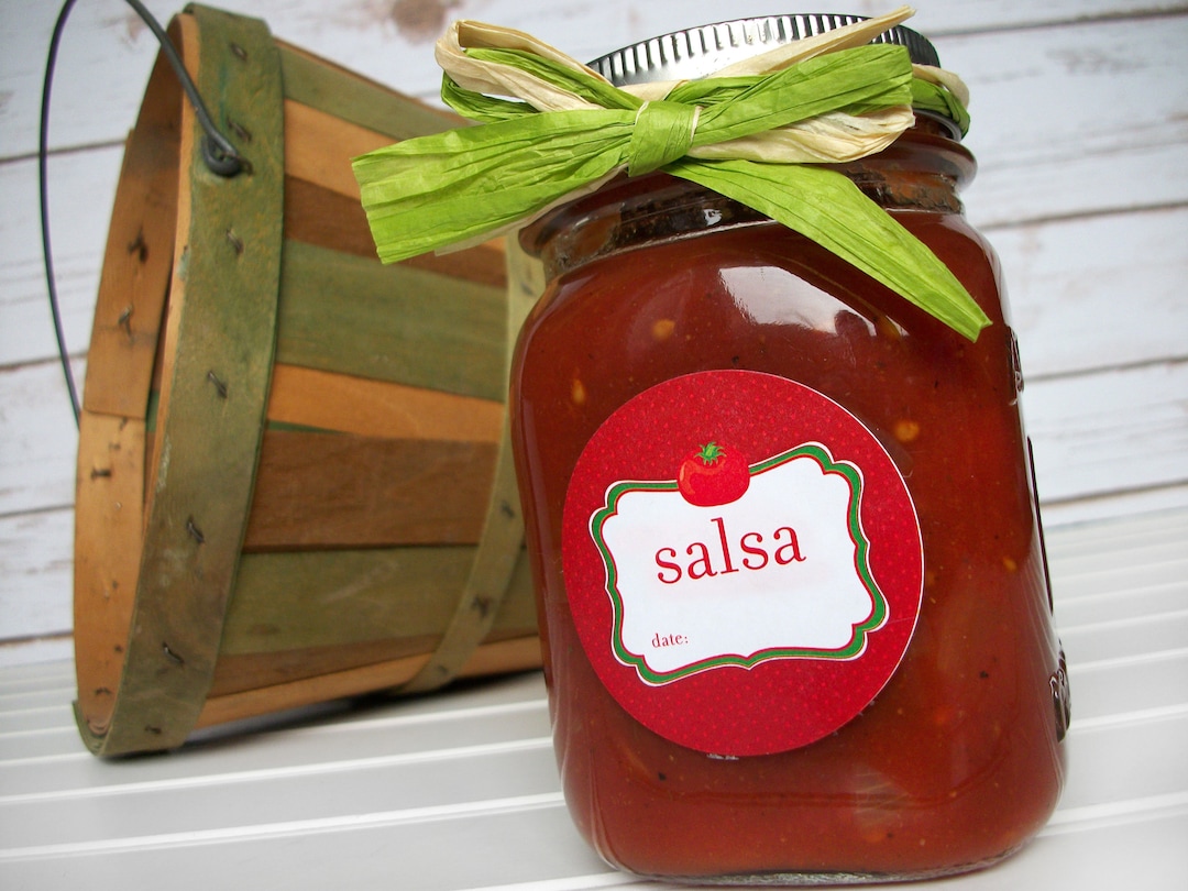 Cute Salsa Tomato Canning Jar Labels, Round Red Mason Jar Stickers for ...