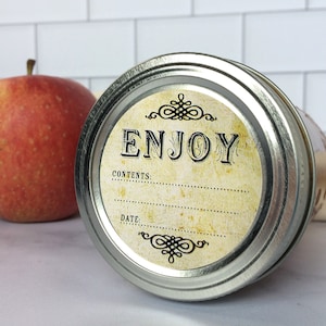 Vintage Enjoy Canning Jar Labels, Round Mason Jar Stickers for Fruit ...