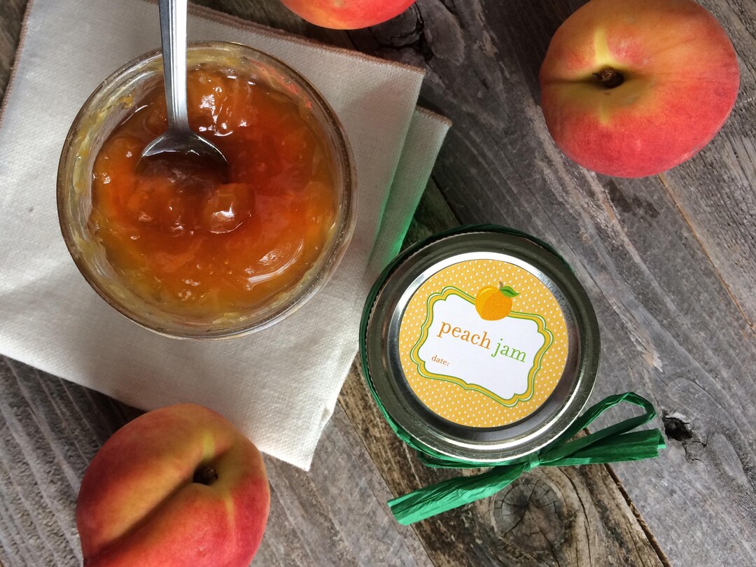 Pretty Peach Jam Jar Labels, Printed Round Fruit Mason Jar Stickers - Etsy