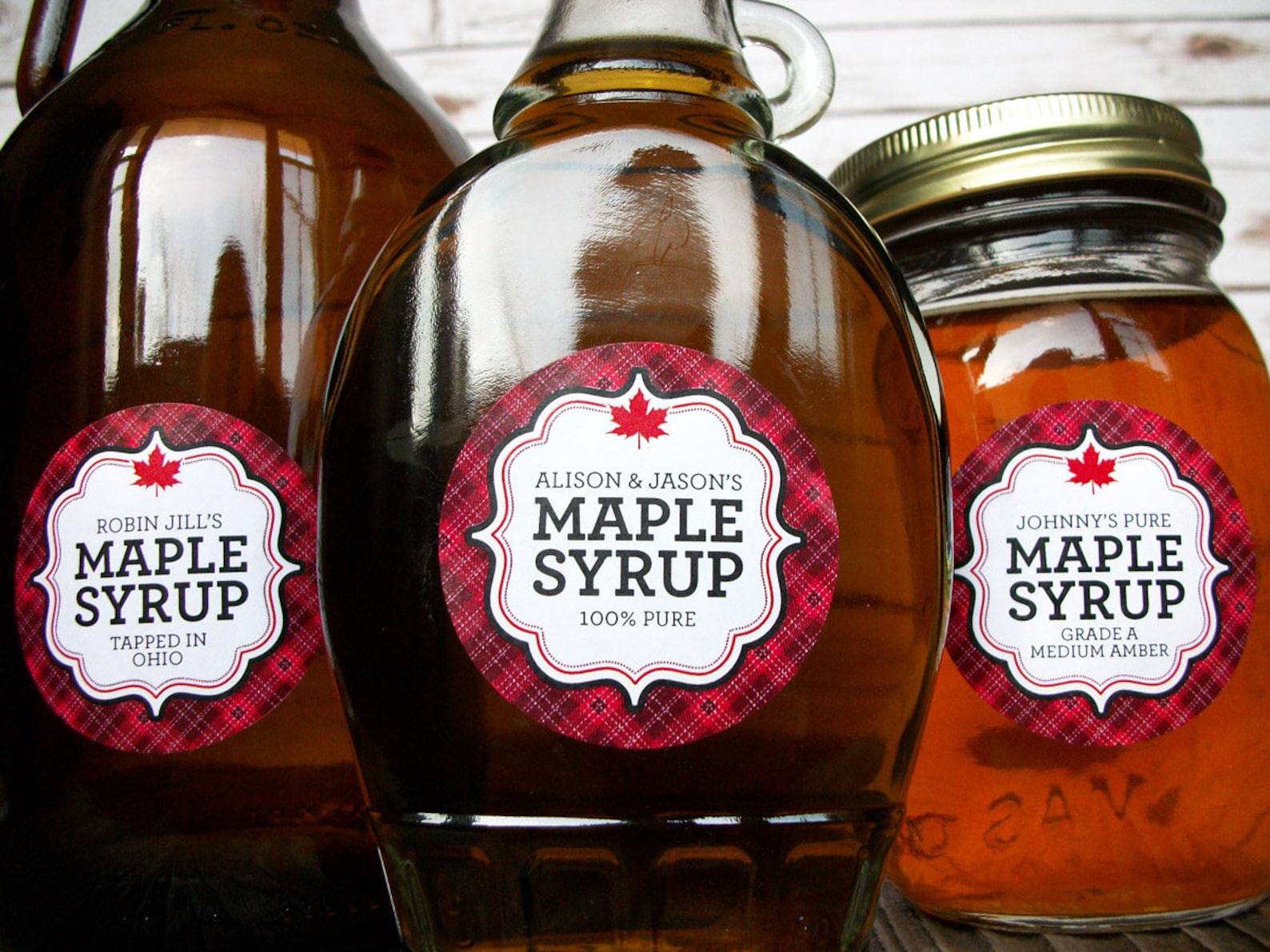 Custom Red Plaid Maple Syrup Labels Customized Maple Syrup | Etsy