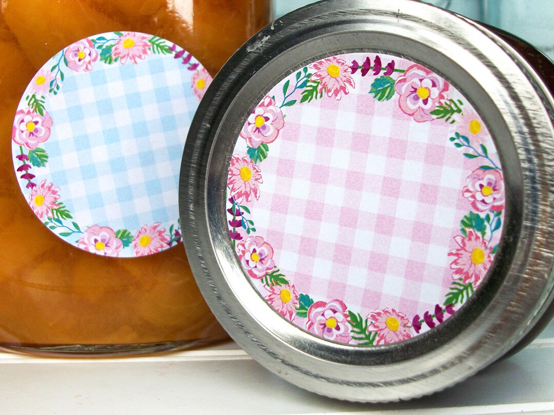Cottage Chic Wreath Canning Jar Labels Round Flower Canning - Etsy