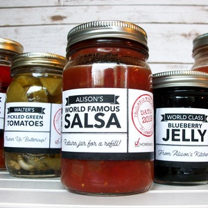 Custom Modern Black & White Rectangle Canning Jar Labels, Printed ...