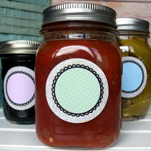 Cottage Chic Burlap Canning Jar Labels, Round Mason Jar Labels for ...