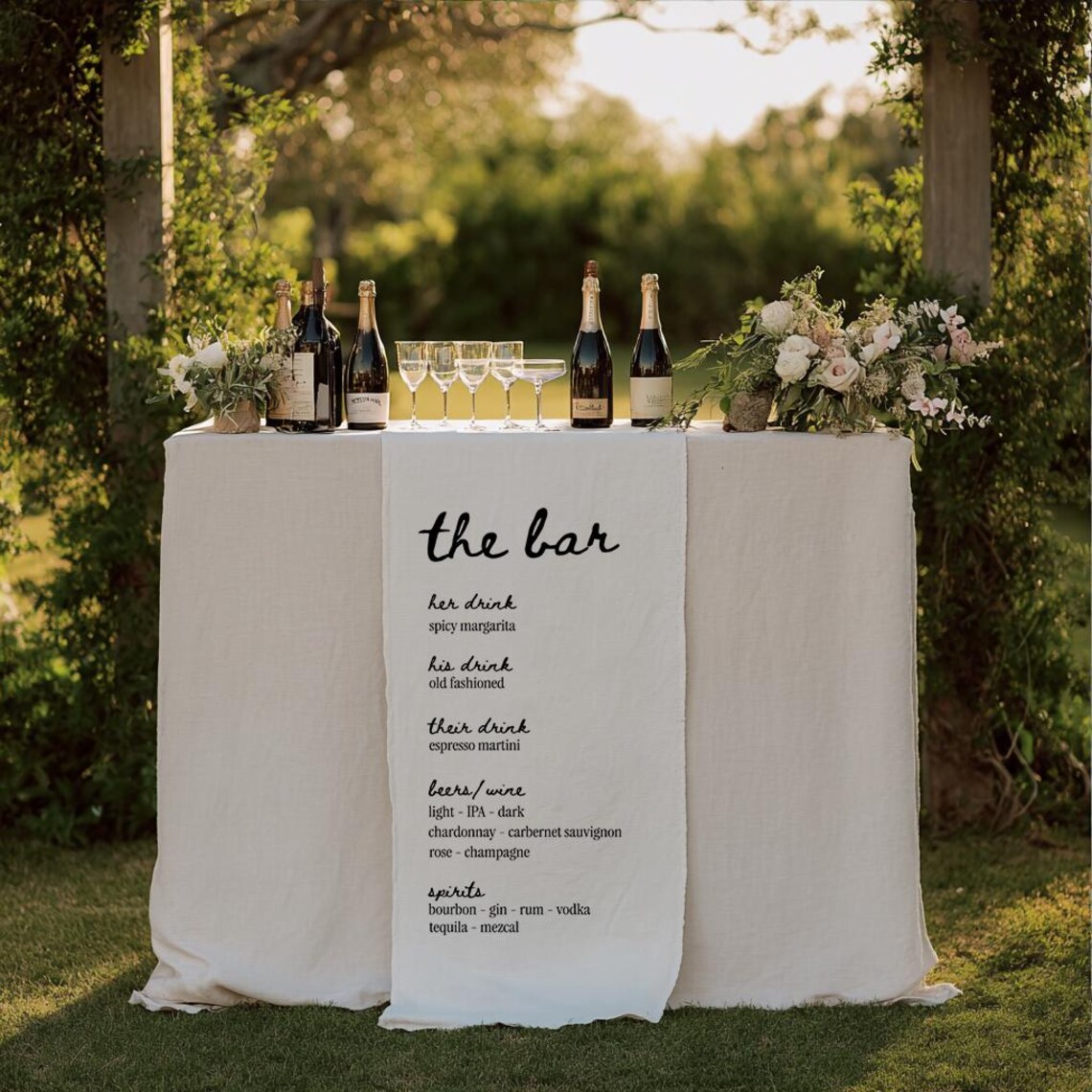 Fabric Bar Sign, Custom Fabric Bar Menu, Wedding Bar Menu, Personalized ...