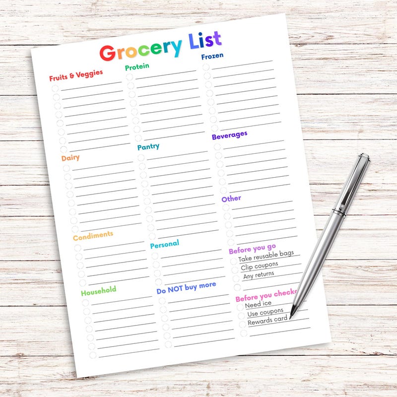 Large Print Grocery List - Etsy