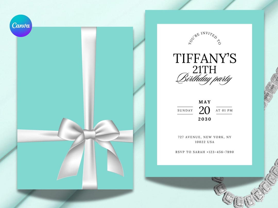 Tiffany Blue Elegant Minimalist Birthday Party Invitation Template - Etsy