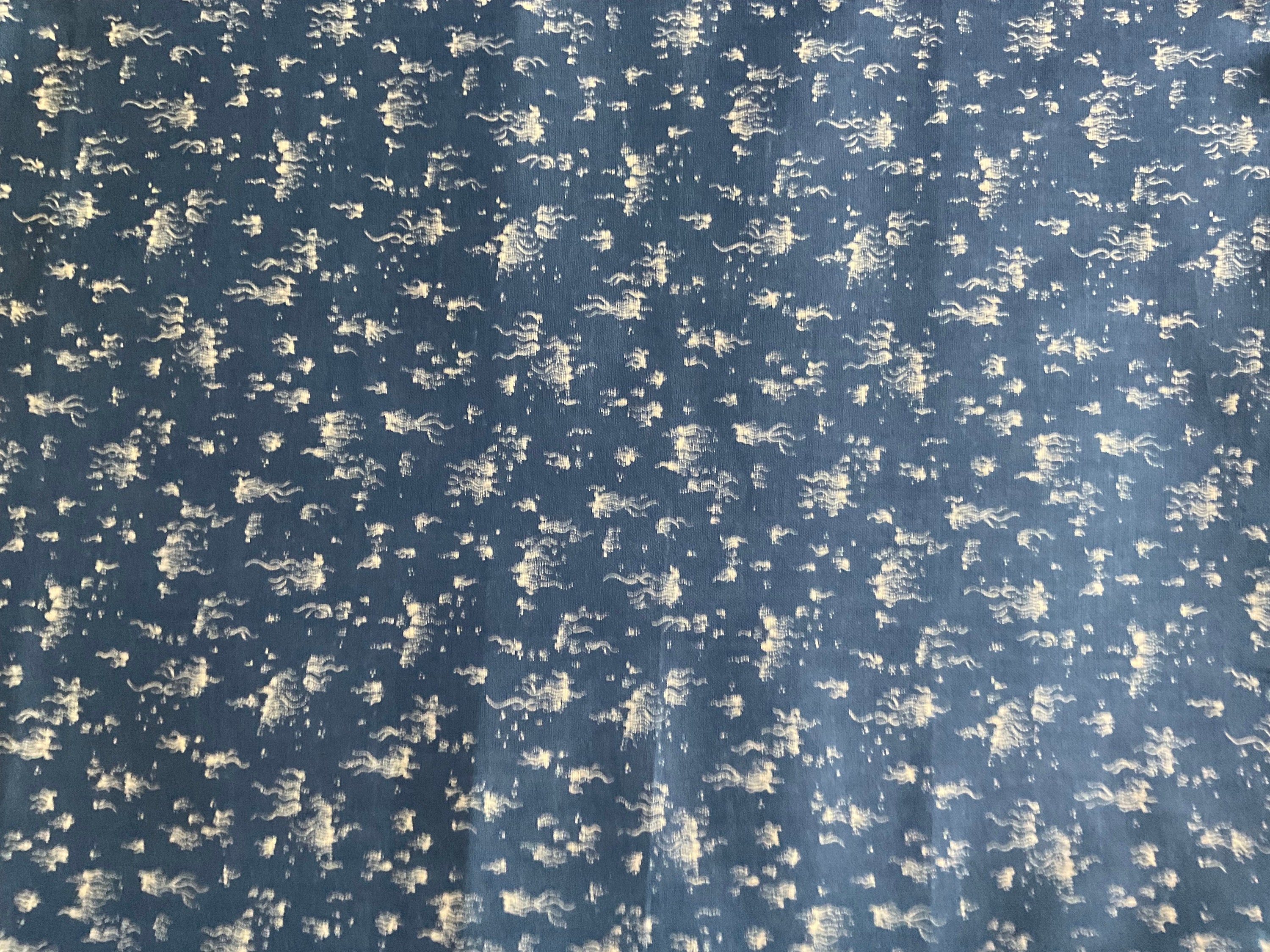 Antique Fabric 1880 to 1910 Era Cadet Blue With White Squiggles Cotton ...