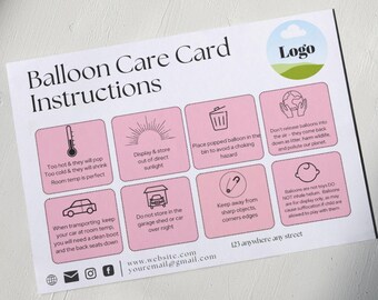 Editable Balloons Care Instructions Template, Printable Balloon Safety ...