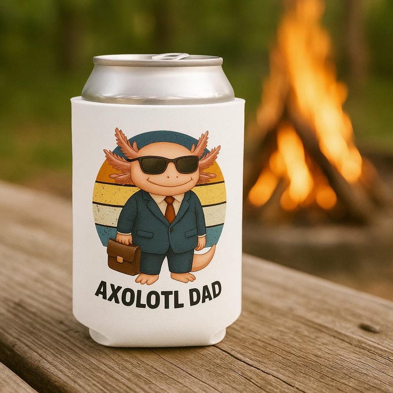 Axolotl Dad Can Cooler | Fathers Day | Beverage Sleeve | Cool Dadcore ...
